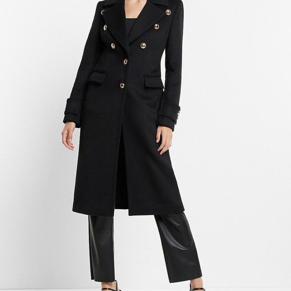 Express | Jackets & Coats | New Express 328 Black Wool Blend Novelty ...